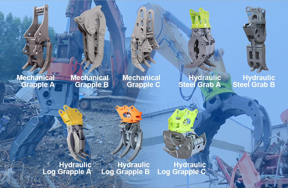 High Strength Steel Hydraulic Rock Grab Excavator Robust Structure Yellow